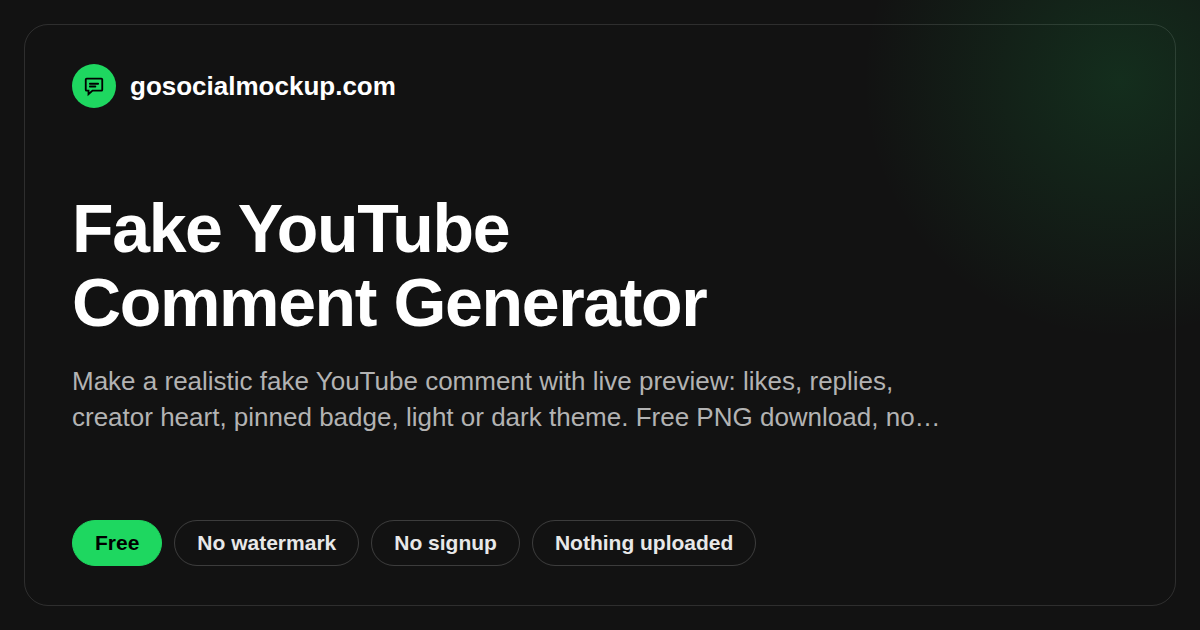 Fake Youtube Comment Generator — Free No Watermark
